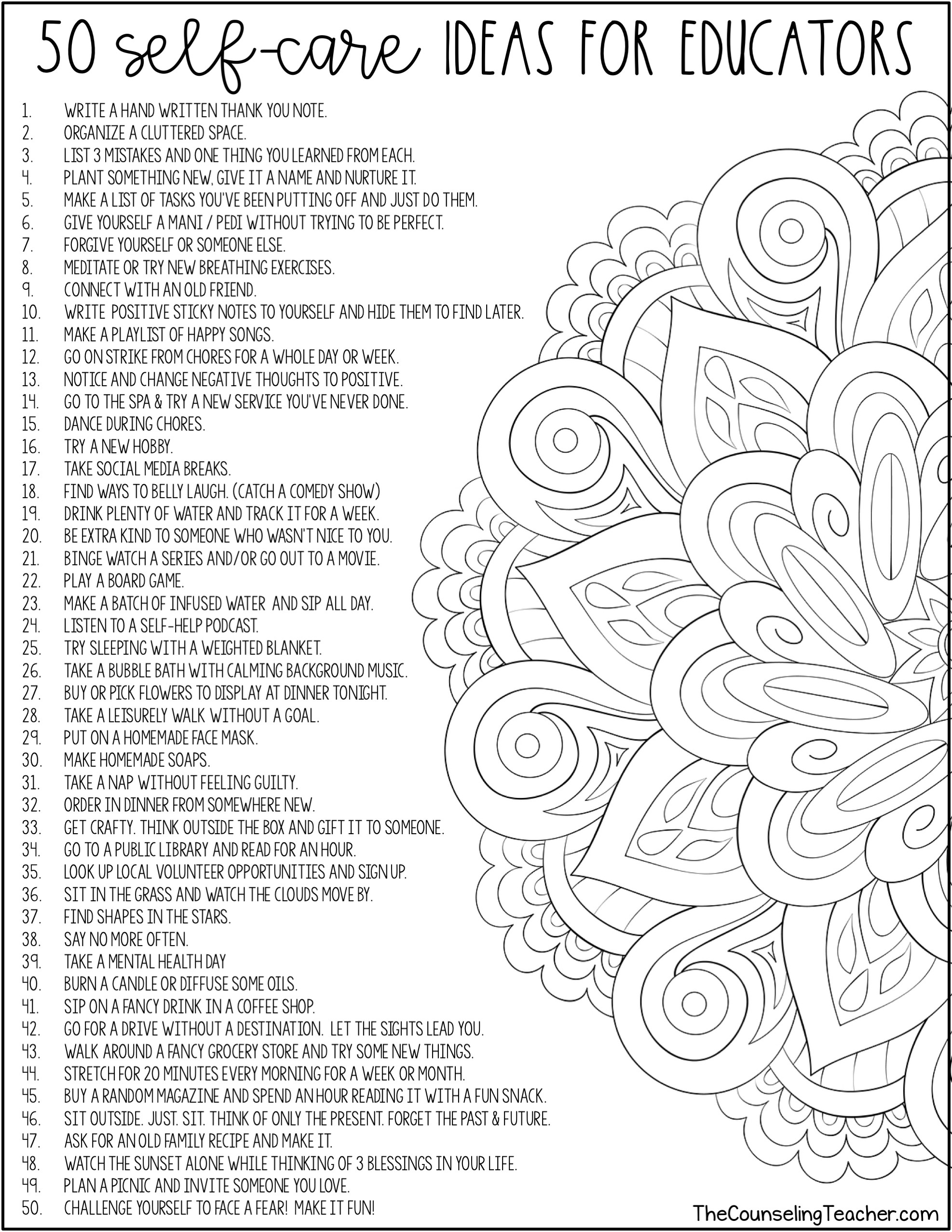 50 Self Care Ideas For Teachers The Counseling Teacher 50 Self Care Ideas For Teachers The Counseling Teacher